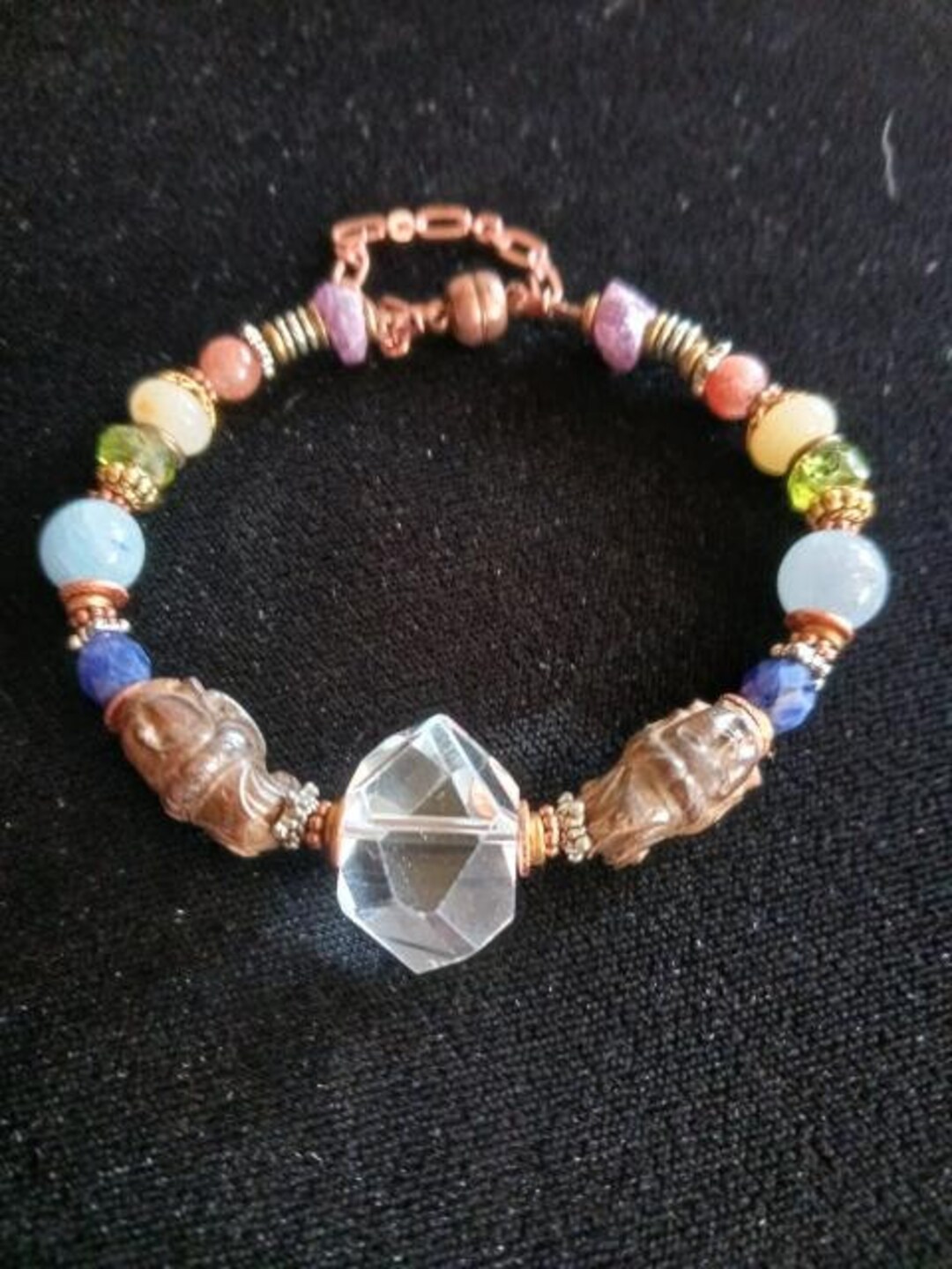 Stunning CHAKRA 7 Bracelet MALA Kwan Yin Quartz Sodalite Celestite ...