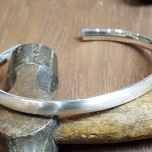 25g Silver Bangle / Brushed Silver Bracelet / Silver Cuff Bracelet / Solid Silver Bangle / Mens ...