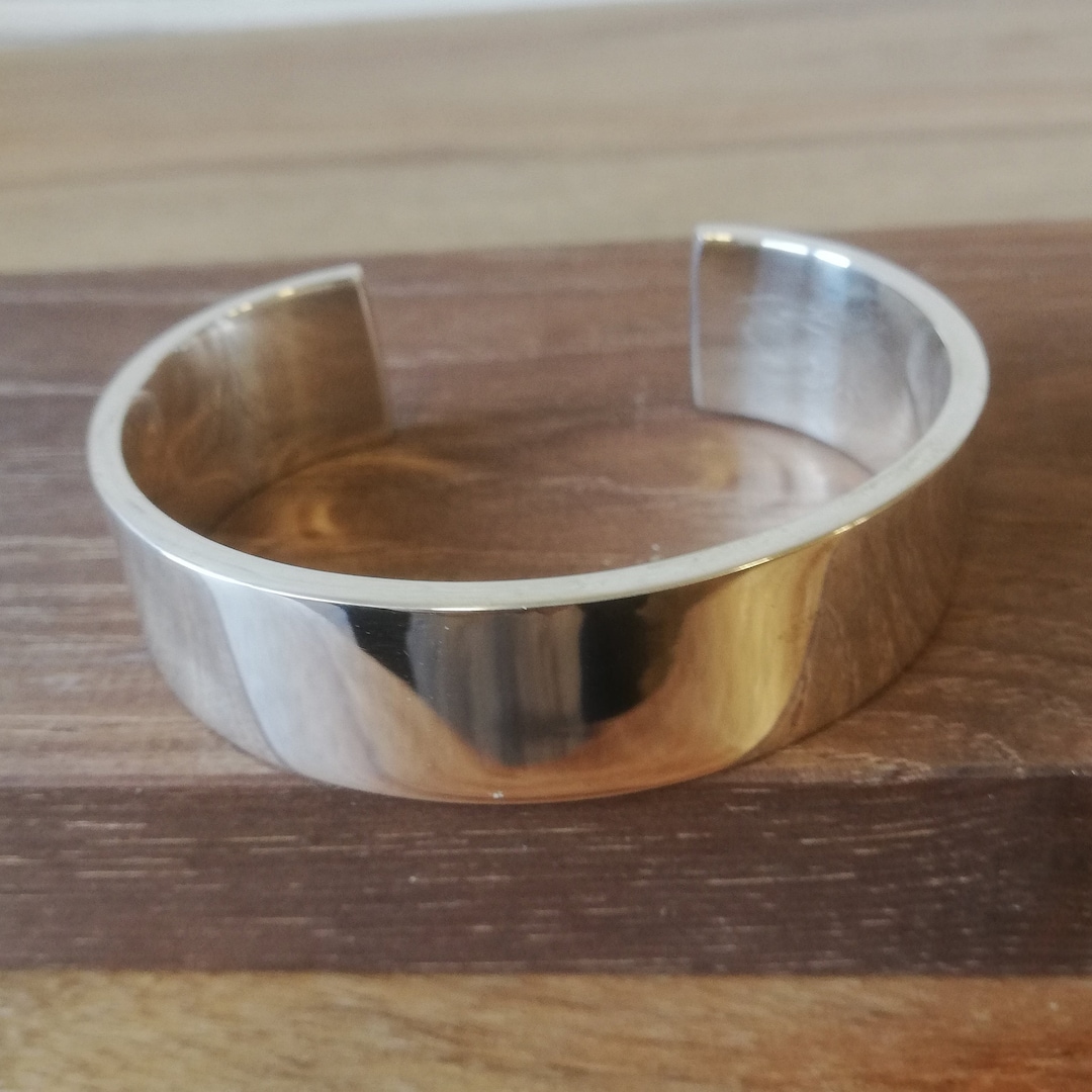 3oz, 18mm Wide Cuff Bangle / Mens Silver Bracelet / Heavy Silver Bangle ...