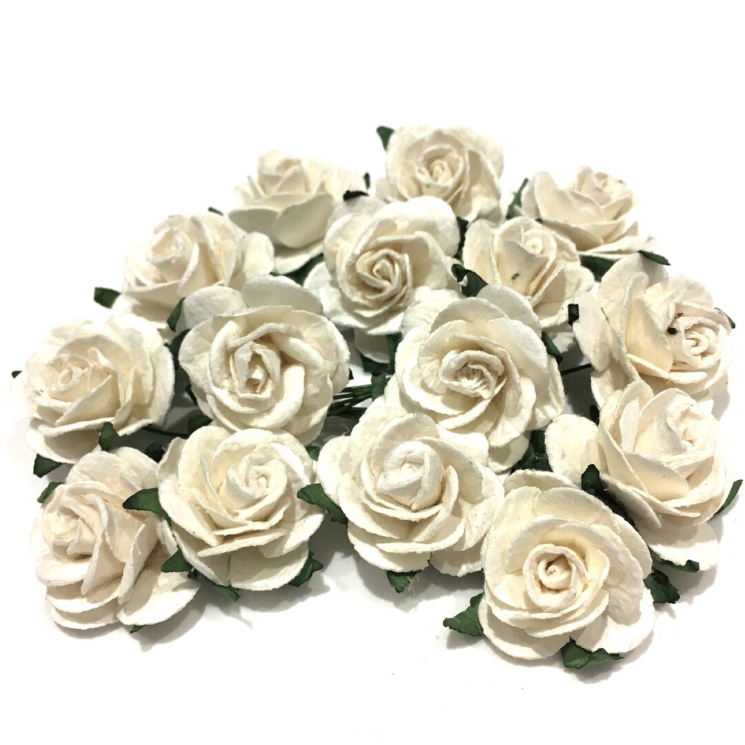 White Open Mulberry Paper Roses Or016 - Etsy