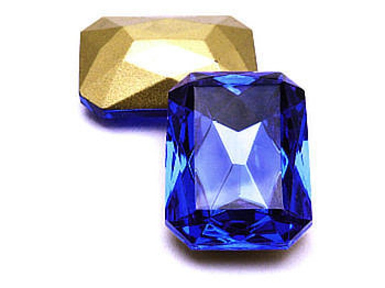 1pc Czech Pressed Glass Faceted Jewelry Stone Octagon Rectangle 30x22mm ...