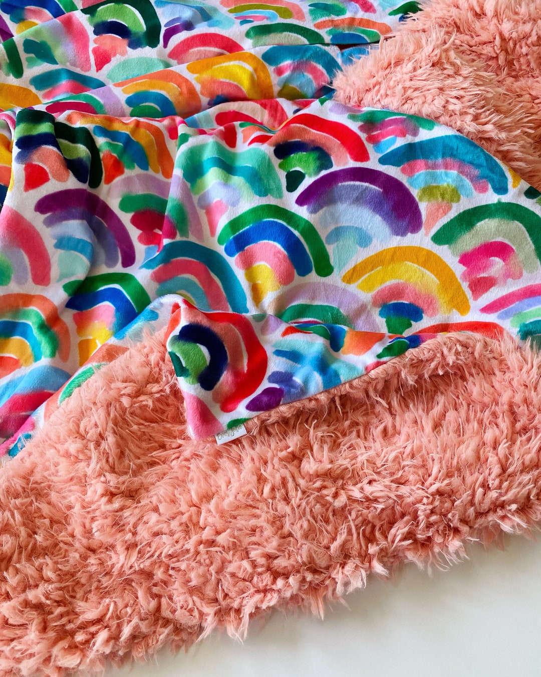 Pink Cotton Candy Rainbows, Lux Double Minky Throw Blanket - Etsy
