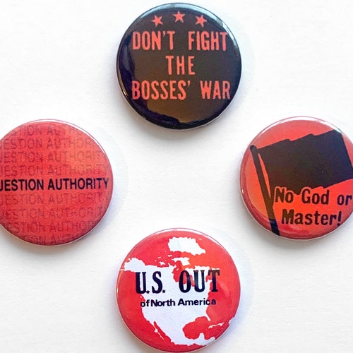 4 Anti-war Leftist Protest Pin Button Set Vintage Remake Peace - Etsy