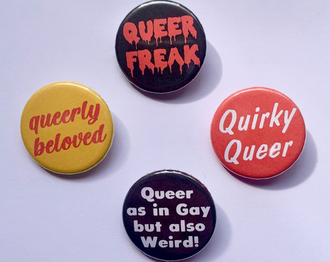 Queer Pride 4 Badge Set Gay Lesbian Bisexual LGBTQ Pinback Buttons ...