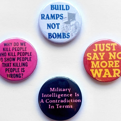 4 Anti-war Leftist Protest Pin Button Set Vintage Remake Peace - Etsy