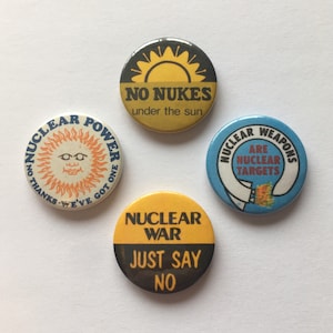 4 Remade Vintage Anti-nuclear Pinback Button Badges Anti War Nuclear ...