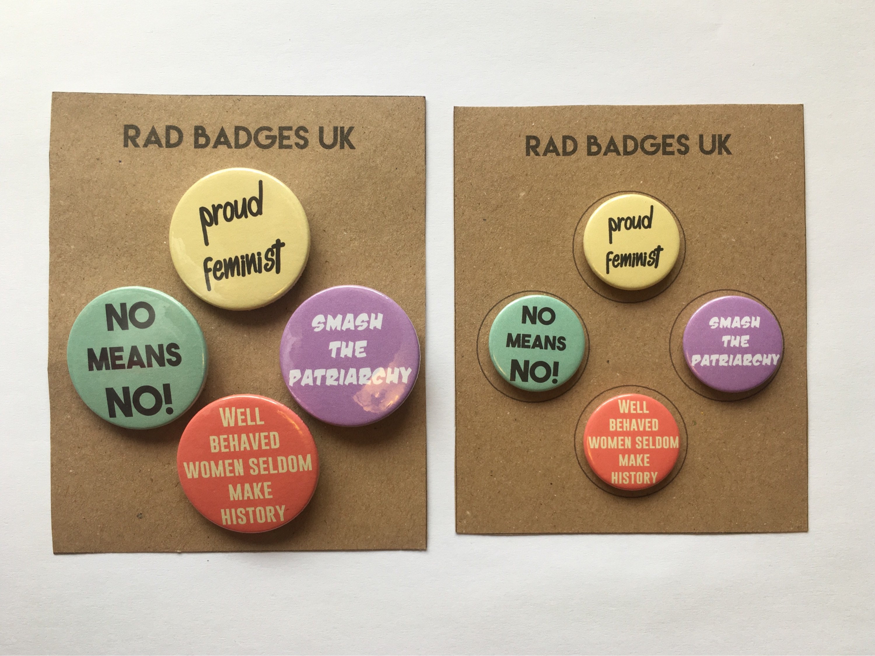 Set of 4 Feminist Button Badges Political Feminism Pins | Etsy