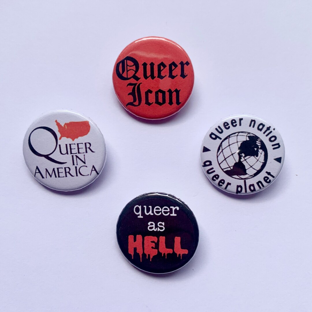 4 Set Queer Pride Badges LGBTQ Button Pins Gay Lesbian Bisexual - Etsy