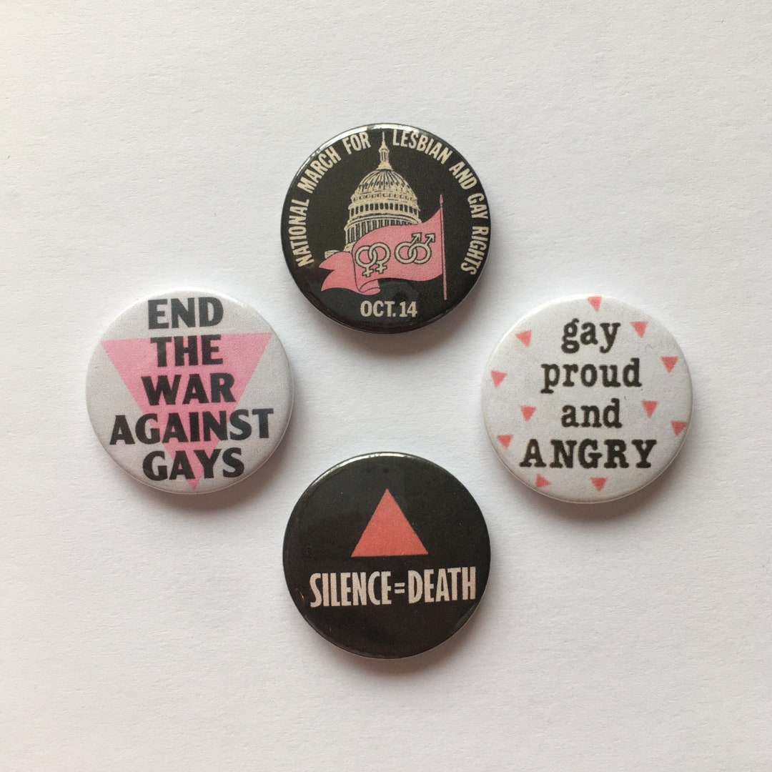 4 LGBT Gay Lesbian Rights Protest Pins Vintage Remake Pink Triangle ...