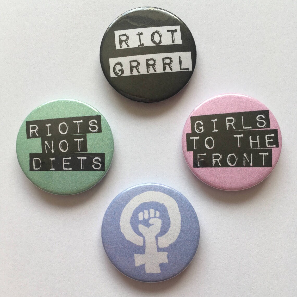 Riot Grrrl Feminist 4 Badge Set - Etsy