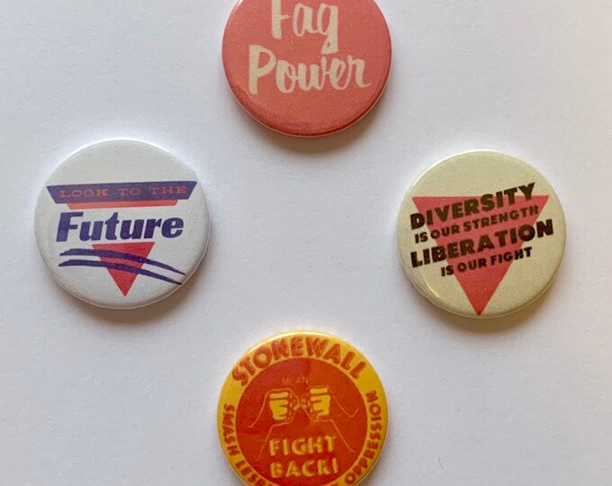 4 Set Vintage Remake LGBT Buttons Gay Pride Pins Stonewall Lesbian ...