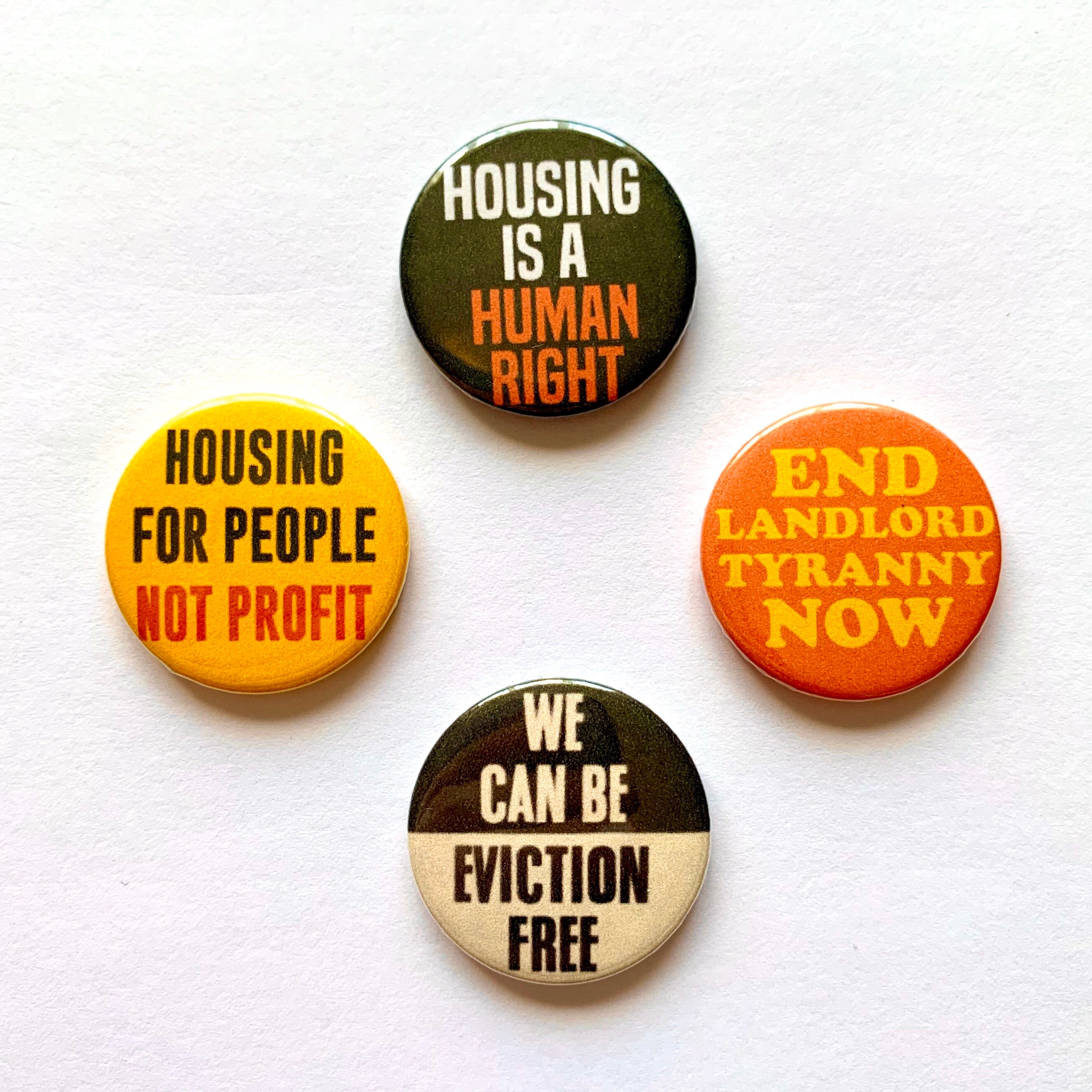 4 Housing Protest Pins Eviction Rent Button Badges Anti-landlord - Etsy