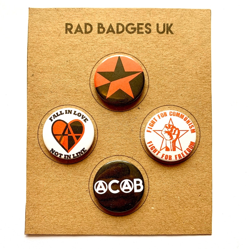 4 Anarchist Badges Anarcho-communist Pins Protest Buttons - Etsy