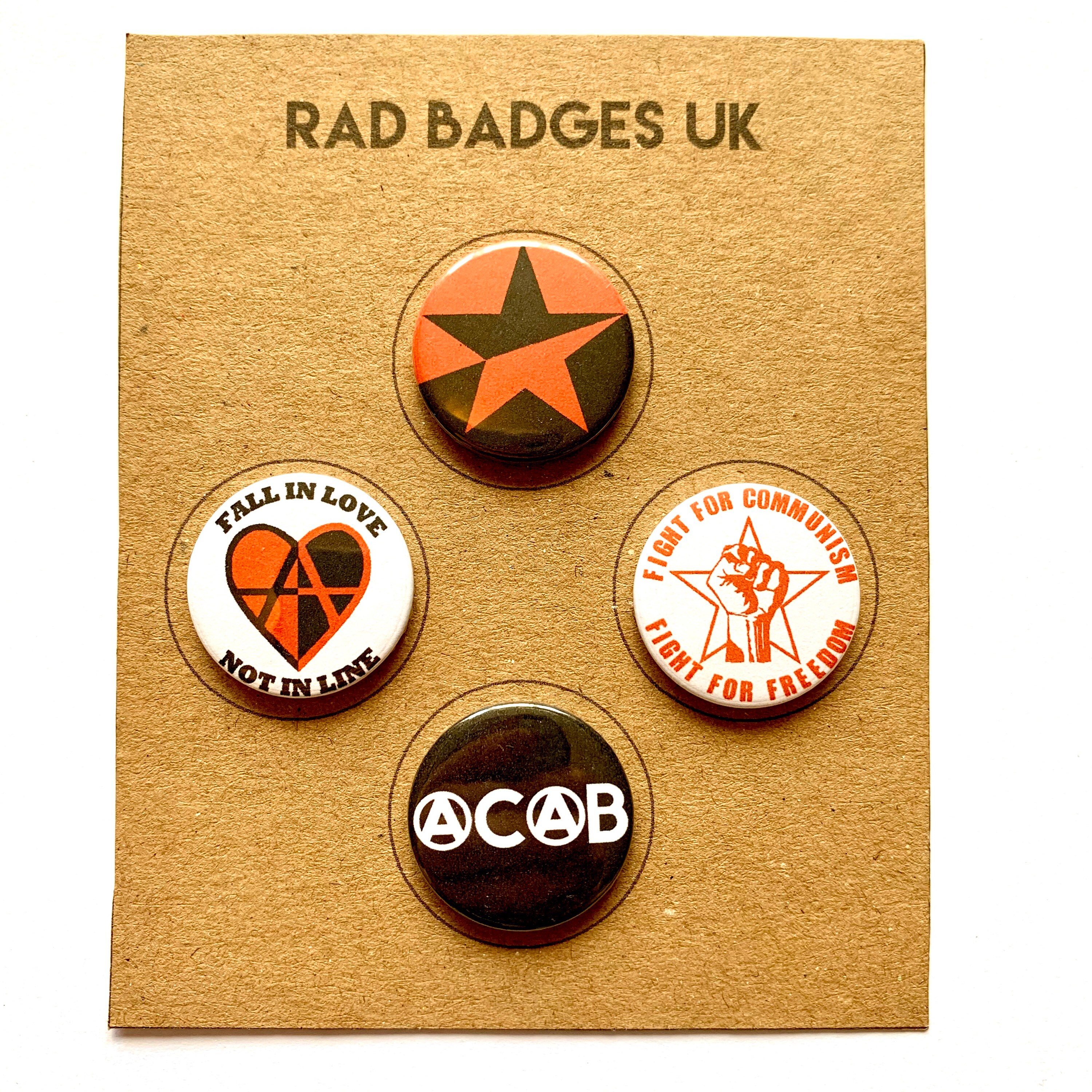 4 Anarchist Badges Anarcho-communist Pins Protest Buttons - Etsy