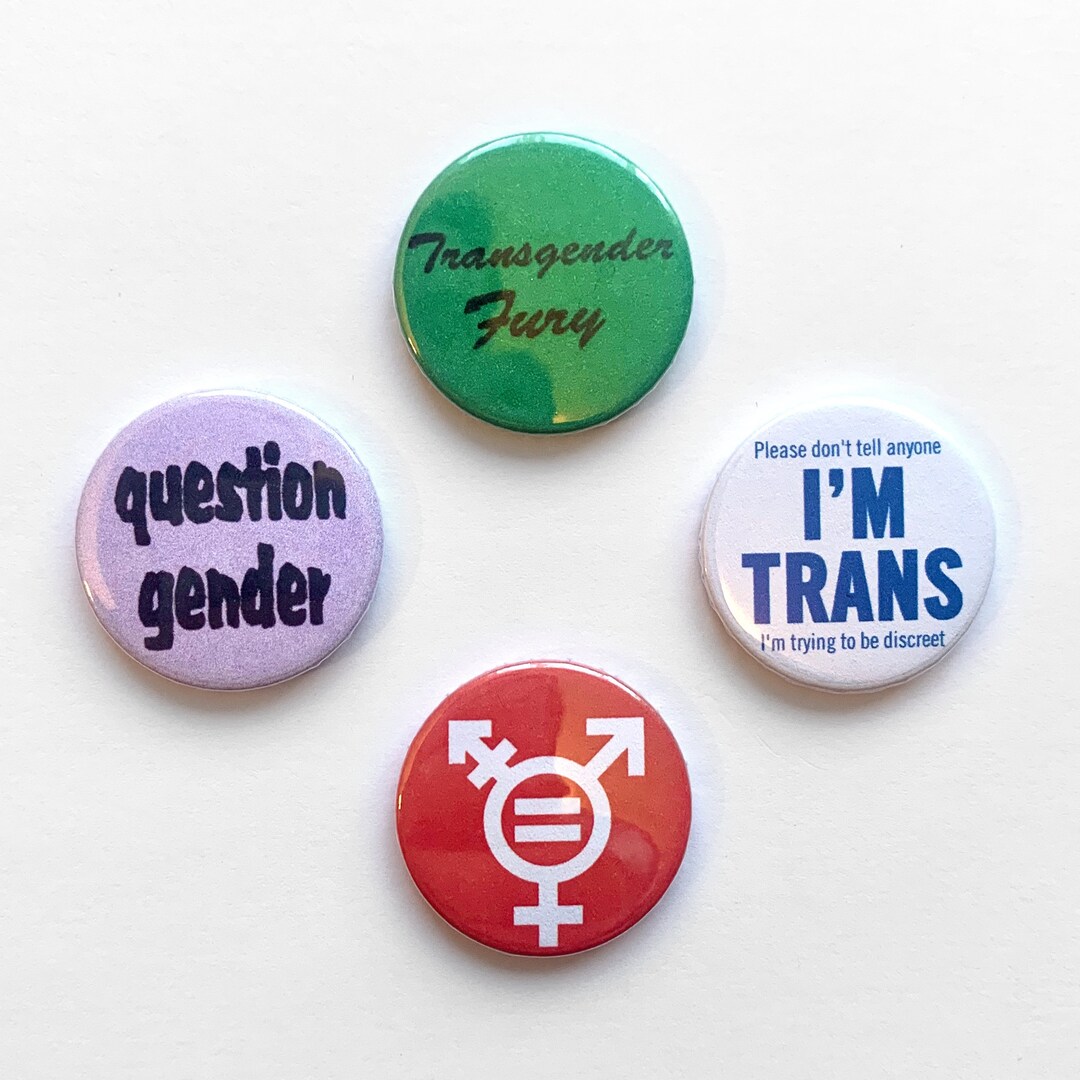 4 Trans Pride Button Set Transgender Pin Badges Vintage Remake LGBTQ ...