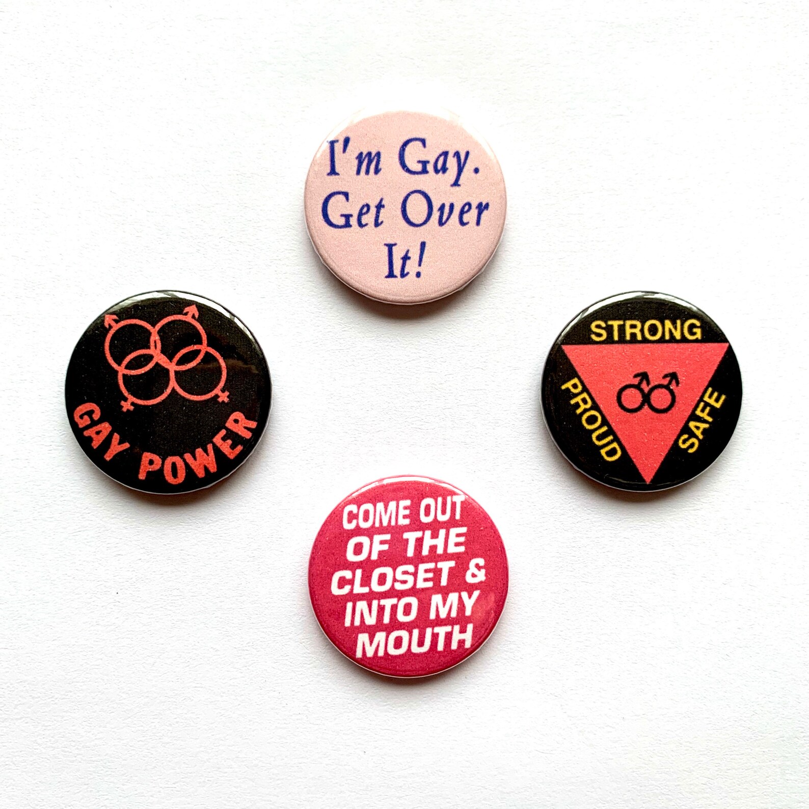 4 Gay Pride Button Badges Vintage Remake Pins LGBTQ | Etsy