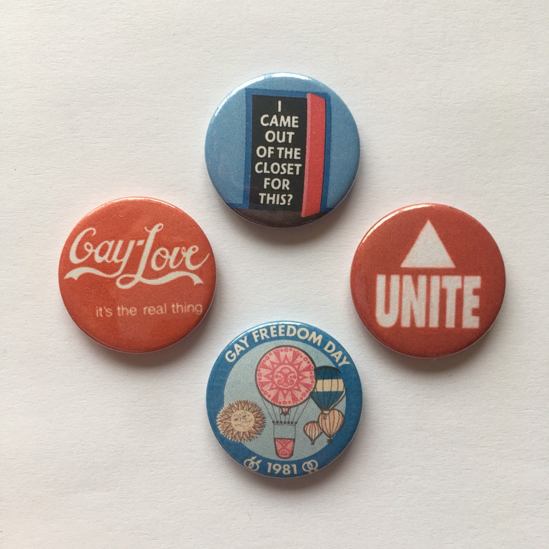 4 Gay Pride Pins LGBT Lesbian Rights Out of the Closet Buttons Triangle ...