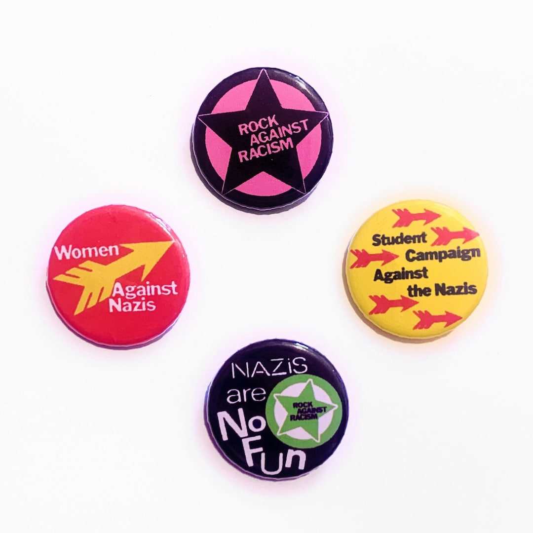 4 Vintage Remake Anti-racist Antifascist Button Badges Rock Against ...