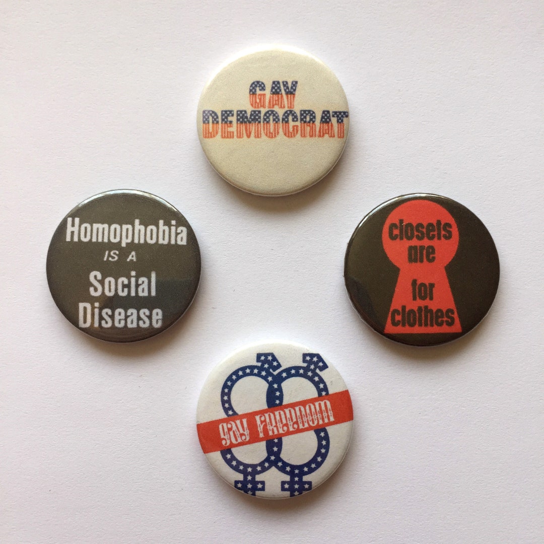 4 Set Vintage Gay Button Badges LGBT Pride American Democrat Lesbian ...