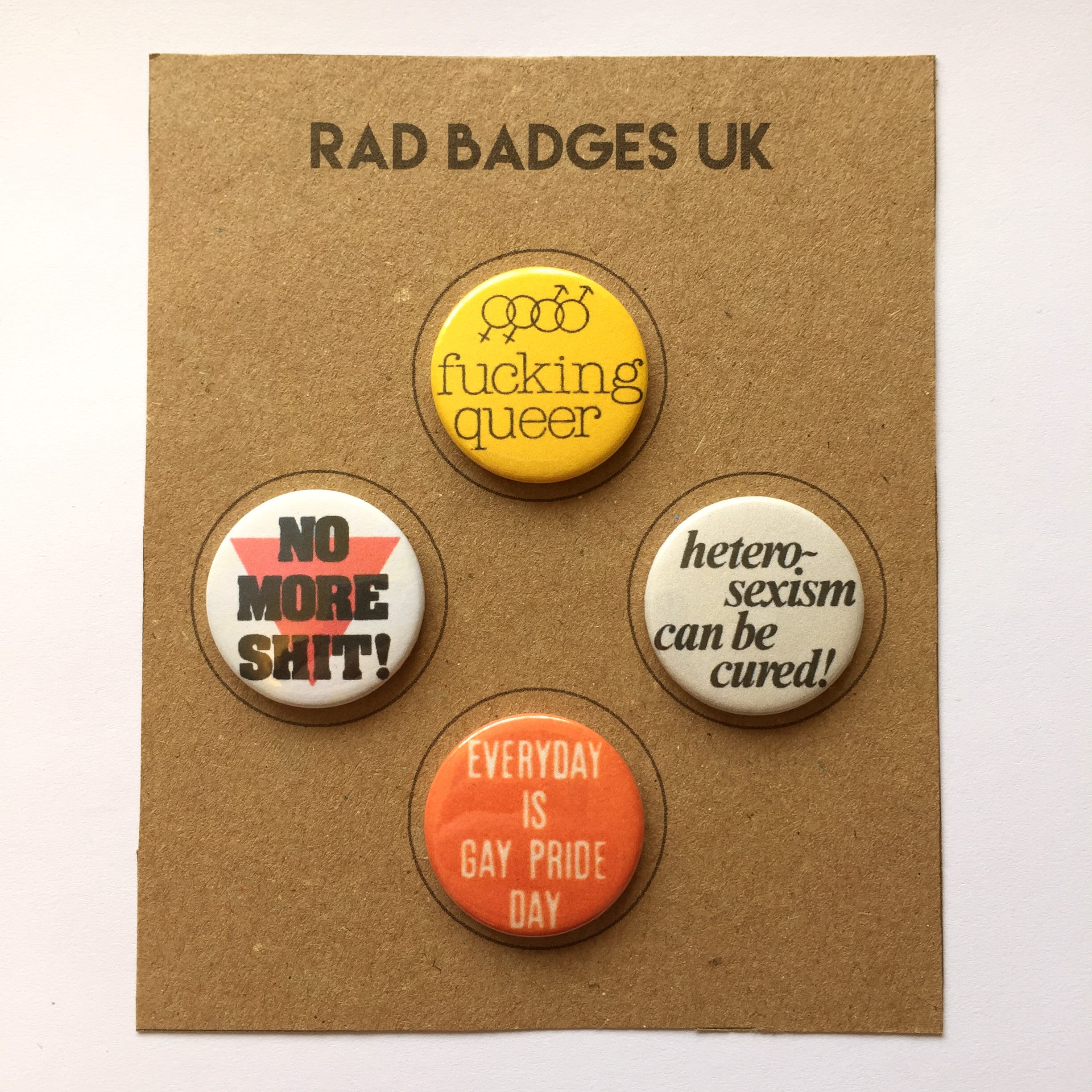 4 Gay Pride Badges Queer Buttons Vintage Remake Pins Retro | Etsy