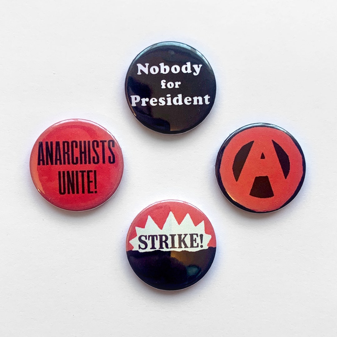 4 Anarchist Buttons Vintage Remake Anarcho Communist Syndicalist Pin ...