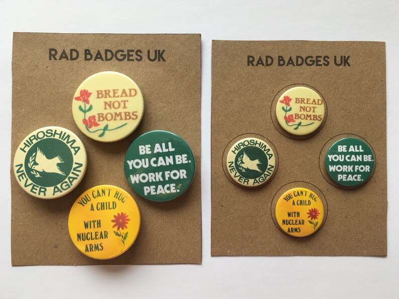 Anti-war Peace Protest Badges Set of 4 Vintage Remake Retro | Etsy UK