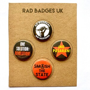 Anarchy 4 Badge Set Anarchist Revolution Pins No Borders No Nations ...