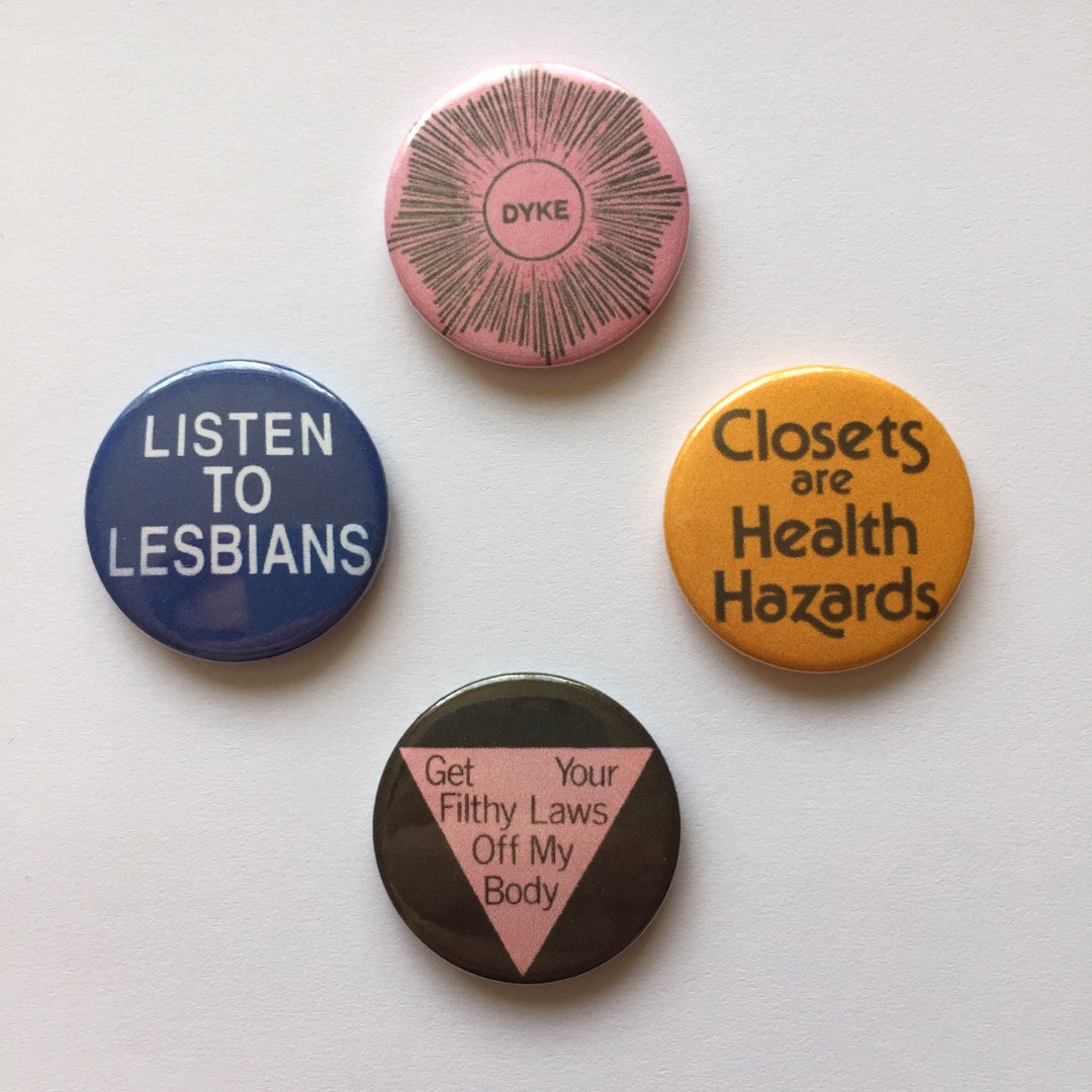 4 Lesbian Feminist Button Badges Vintage Remake Dyke Pro-choice Protest ...