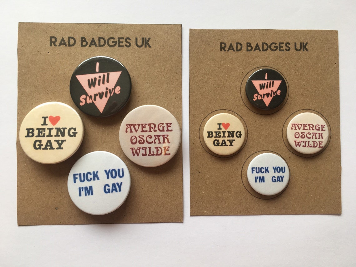 Set of 4 LGBT Gay Pride Button Badges Pink Triangle Avenge - Etsy