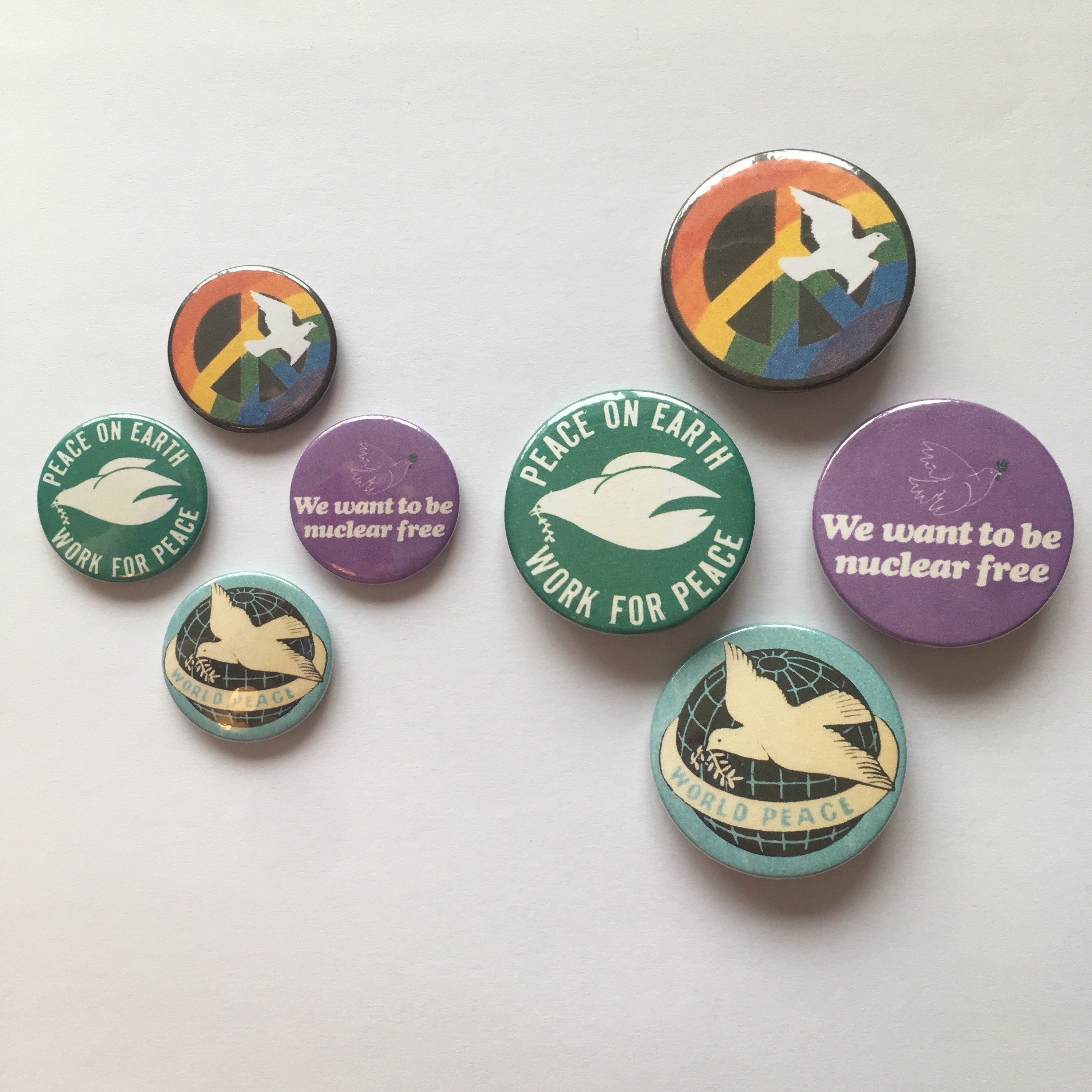 4 Anti-war Peace Sign Dove Pinback Buttons World Peace Anti-nuclear ...