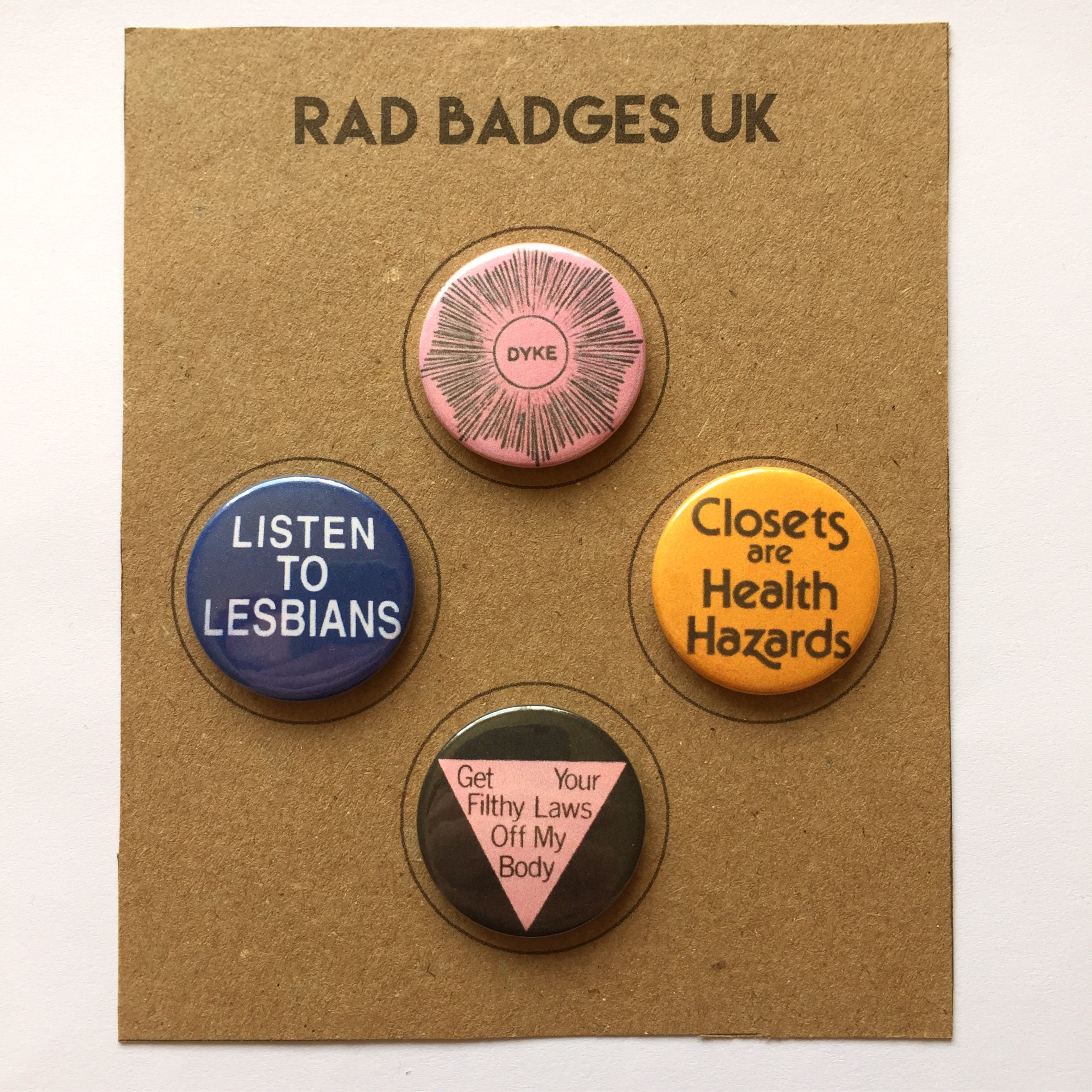 4 Lesbian Feminist Button Badges Vintage Remake Dyke Pro-choice Protest ...