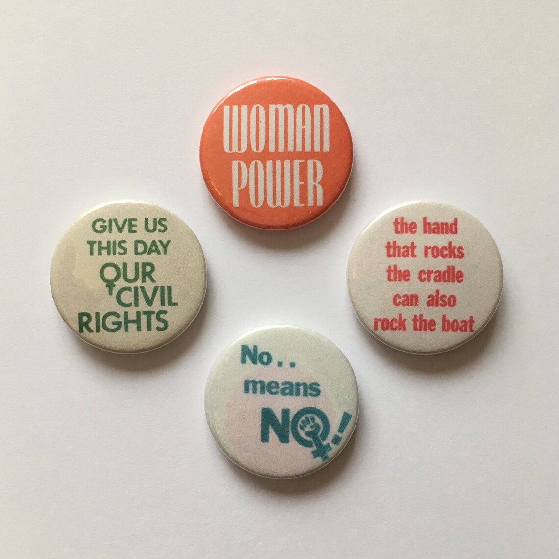 4 Pack Vintage Remake Feminist Button Pin Badges Woman Power Venus ...
