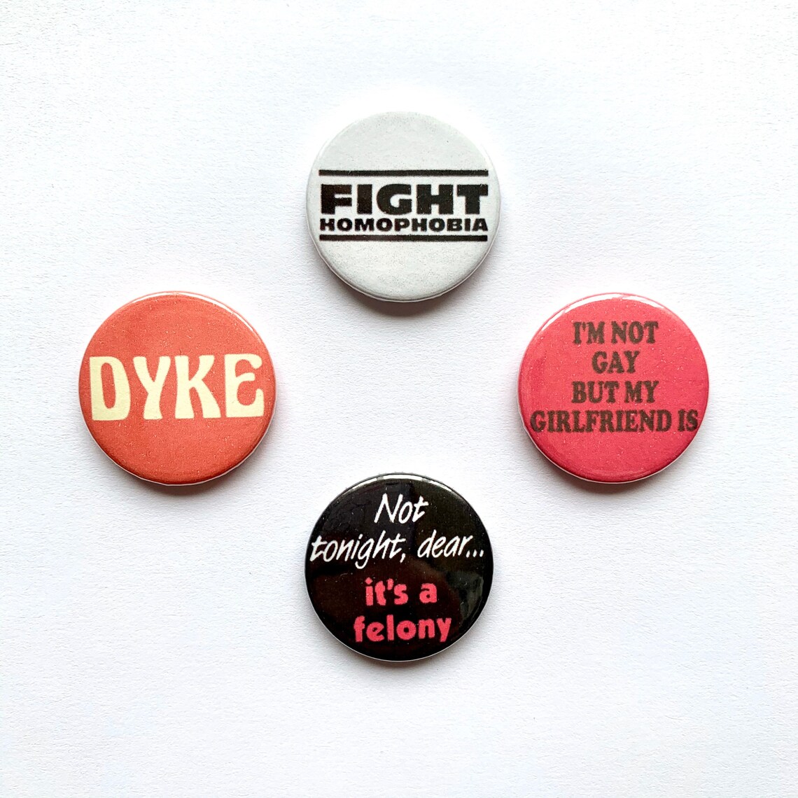 4 Lesbian Vintage Remake Button Badges Gay Pride Dyke Pins - Etsy