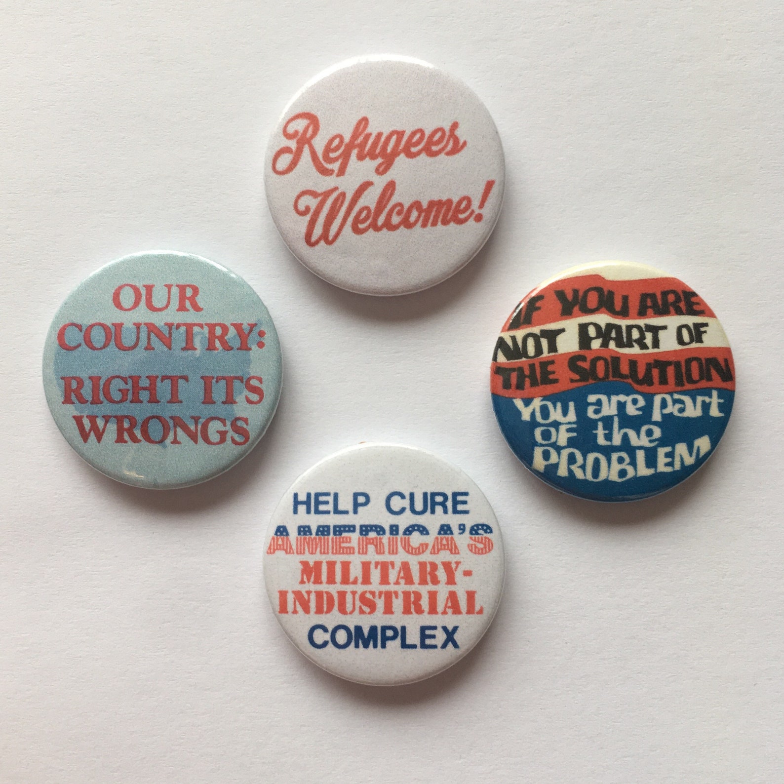 4 US Political Pinback Badges Democrat Anti-trump Protest Change ...