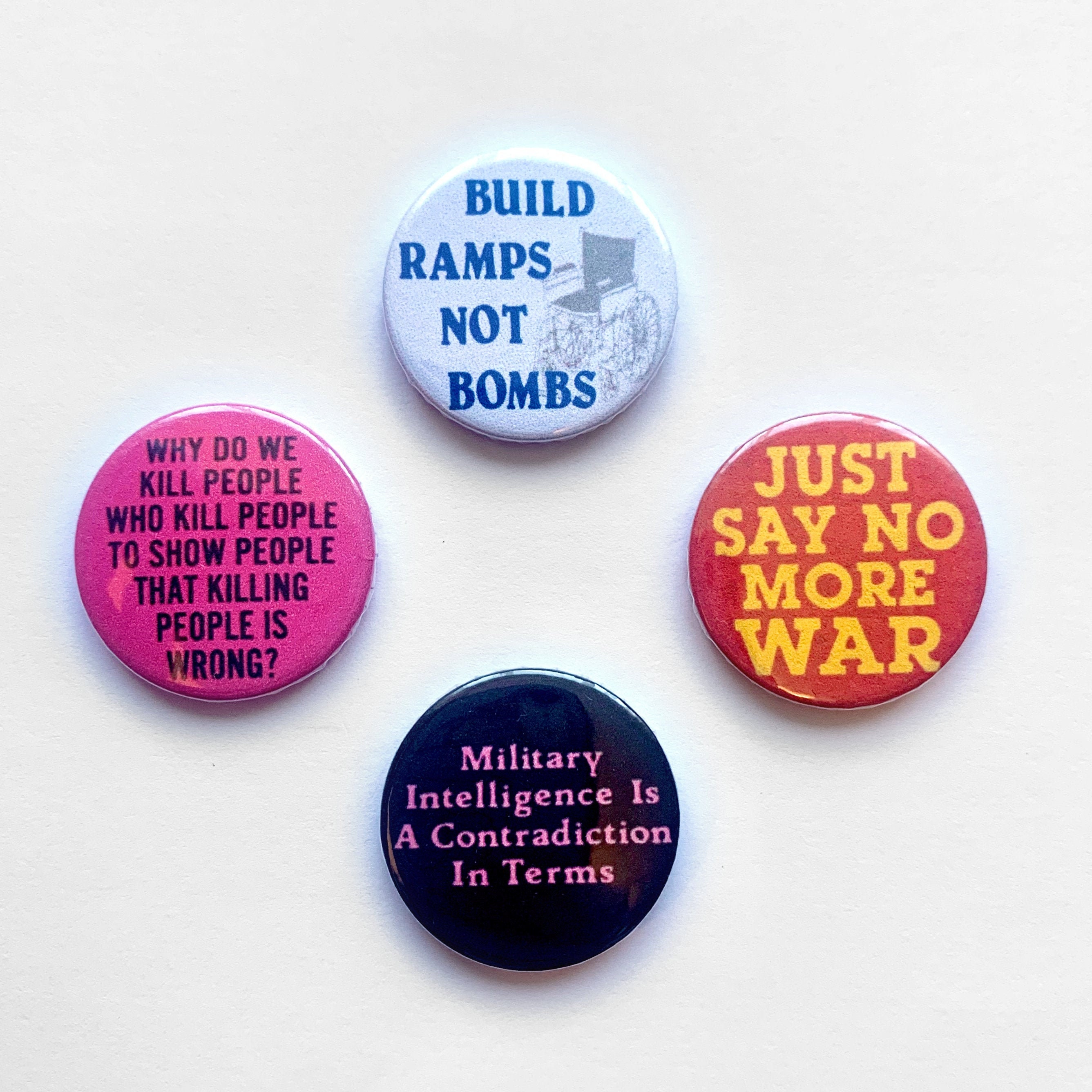 4 Anti-war Leftist Protest Pin Button Set Vintage Remake Peace | Etsy
