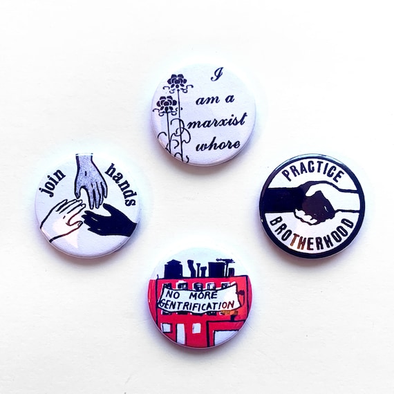 4 Leftist Button Badge Set Vintage Remake Anti-capitalist | Etsy