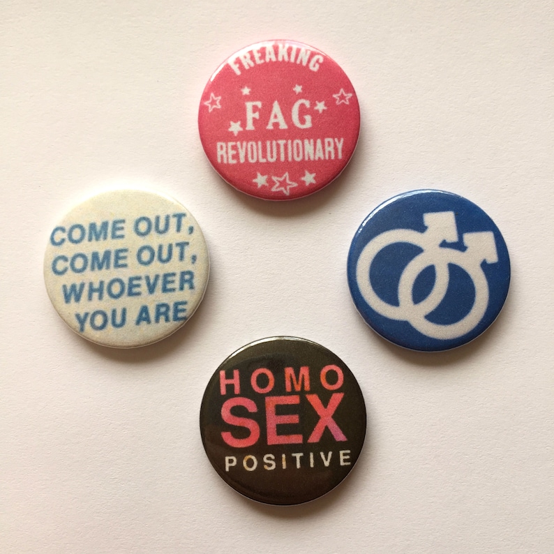 Set of 4 Gay Buttons Vintage Remake LGBT Pin Badges - Etsy