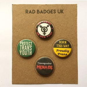 4 Trans Pride Pin Buttons Vintage Remake Transgender Badges Retro LGBT ...