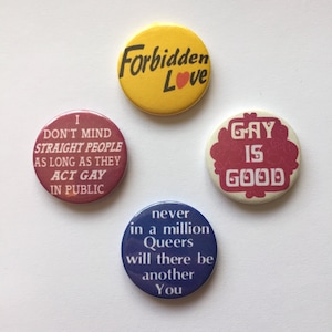 Gay Pride Vintage Remake Buttons Queer Love Gay is Good Lesbian Badges ...