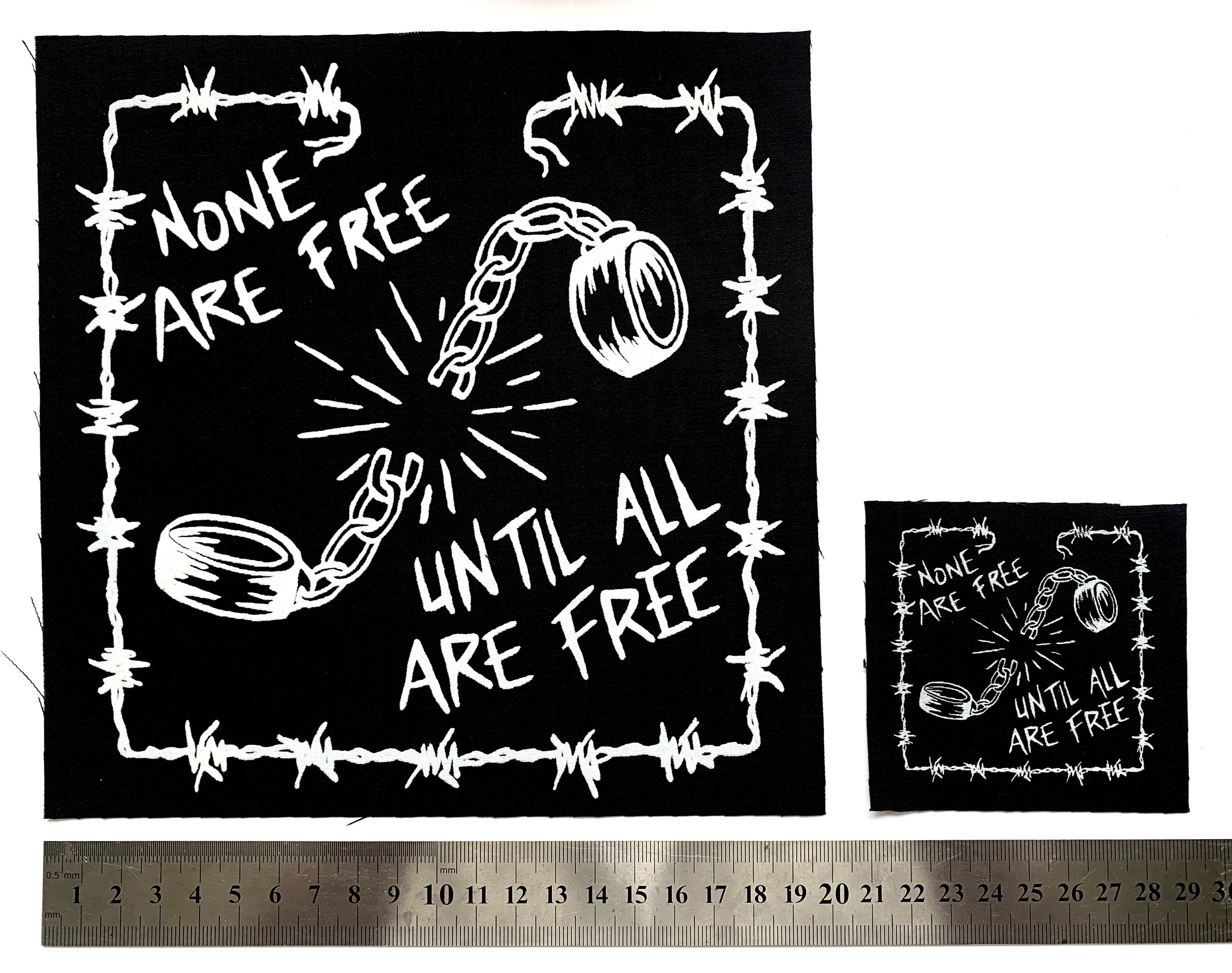 None Are Free Until All Are Free Patch Screen Printed Anarchist Square ...