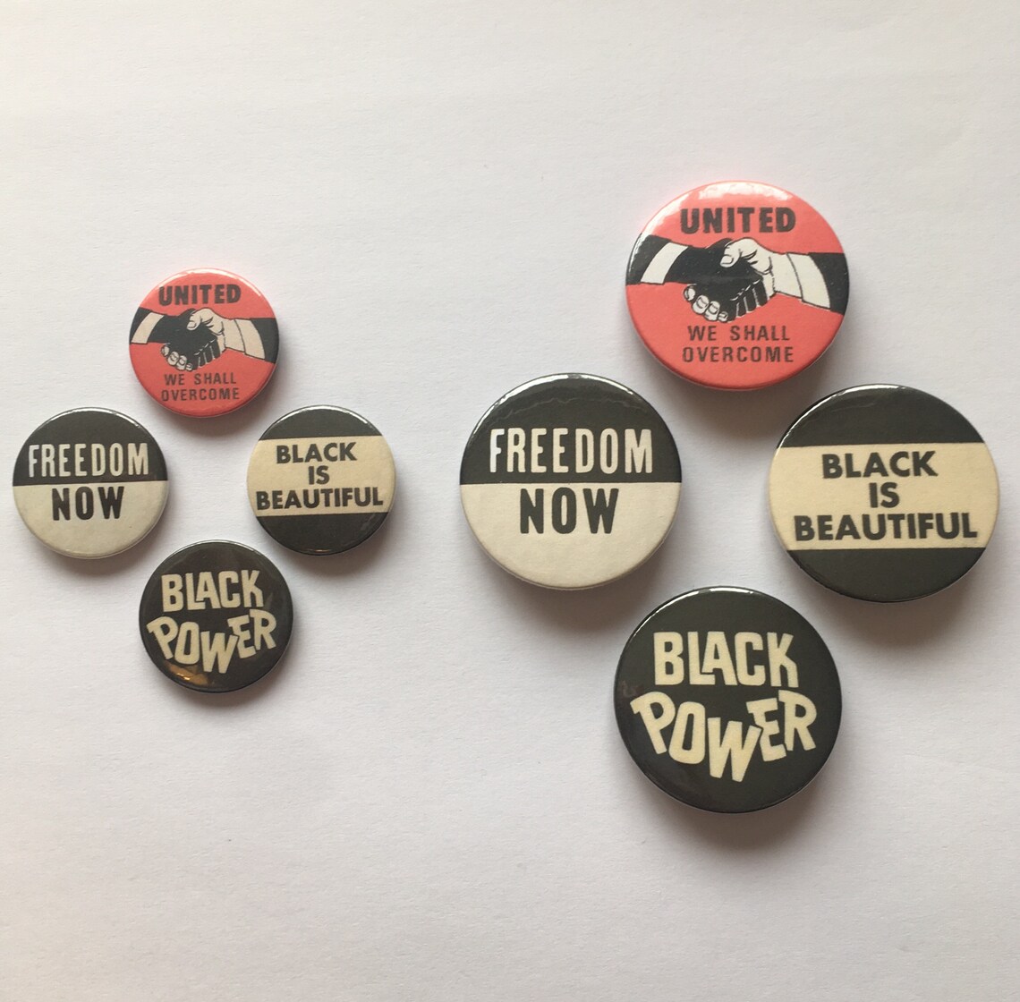 4 Anti-racist Black Power Pinback Button Badges Vintage Remake - Etsy