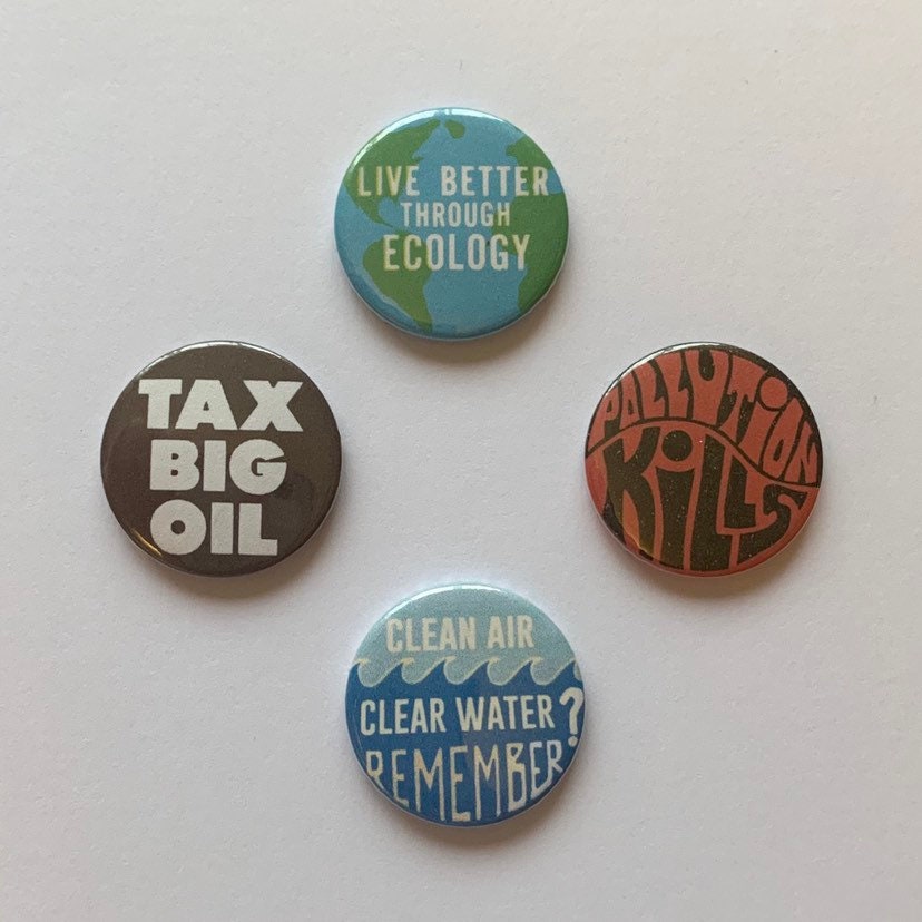4 Environmentalist Vintage Remake Pins Retro Climate Change - Etsy
