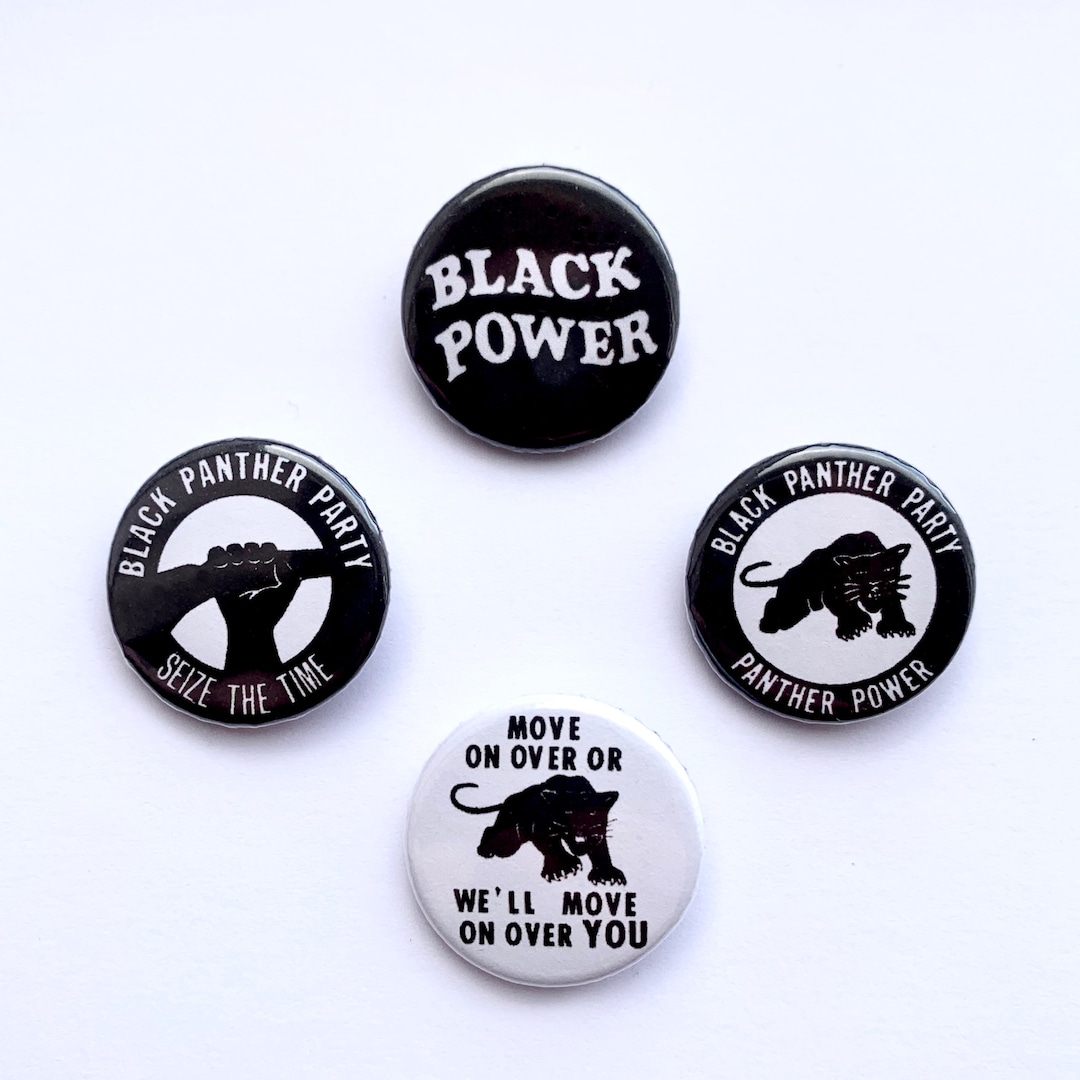 4 Black Panther Vintage Remake Badges Black Power Liberation Pinback ...