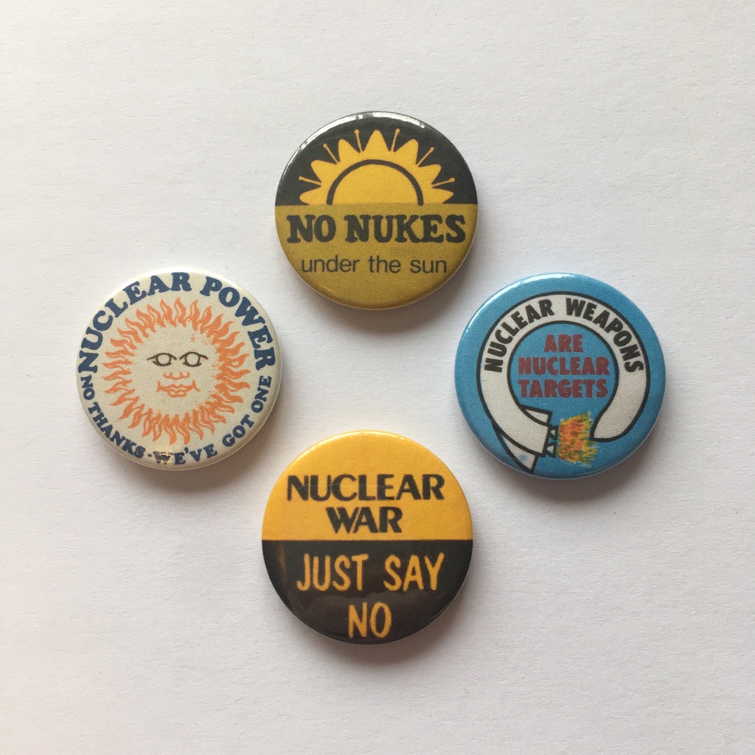 4 Remade Vintage Anti-nuclear Pinback Button Badges Anti War Nuclear ...