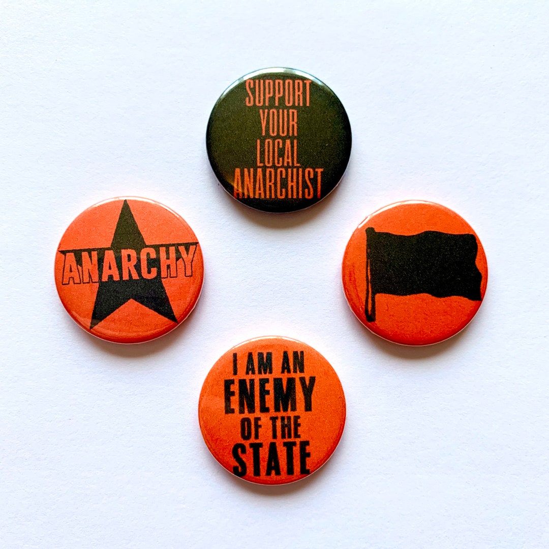 Anarchist 4 Badge Set Vintage Remake Anarchy Pinback Buttons Red Black ...
