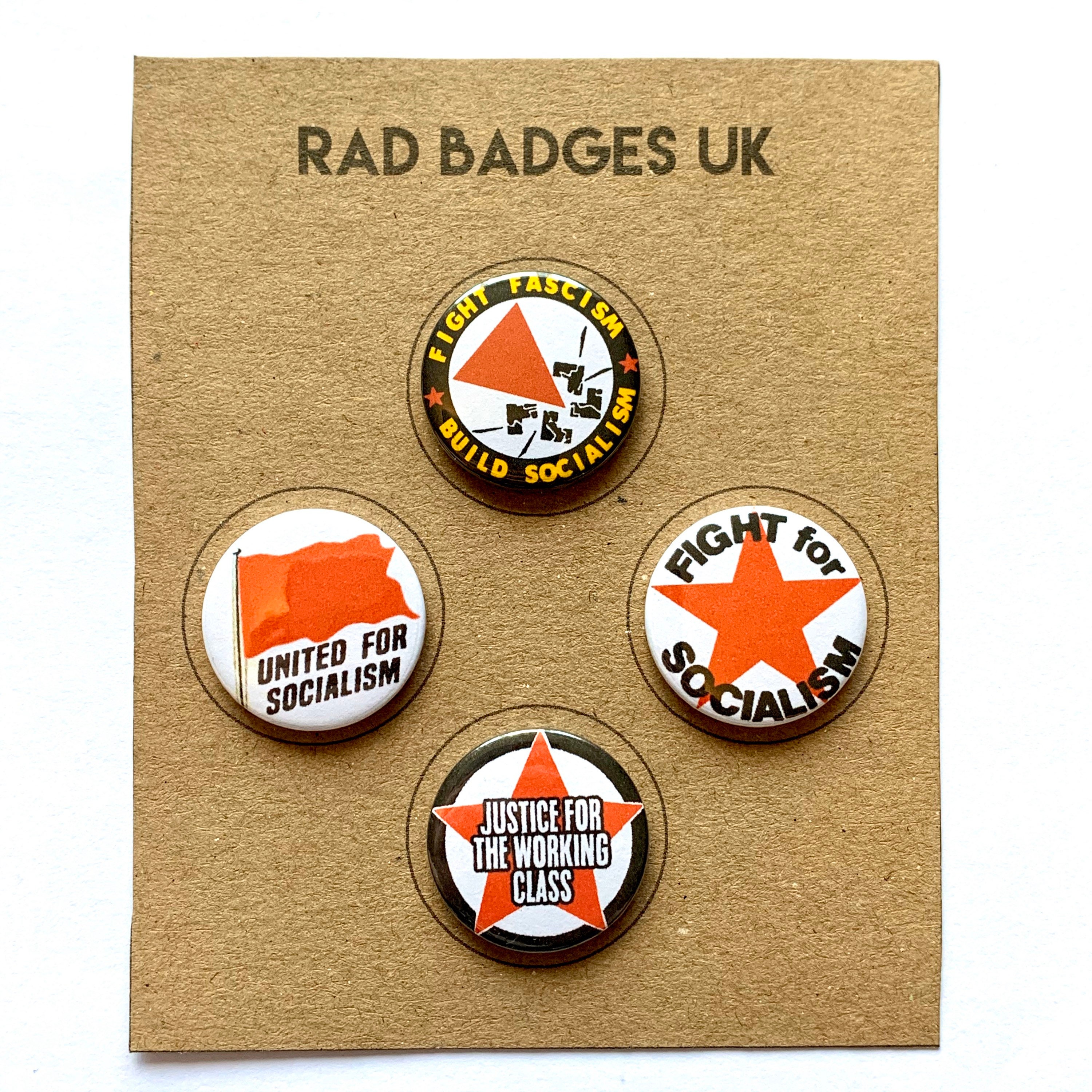 Socialist Badge Set 4 Button Badges Red Triangle Star | Etsy