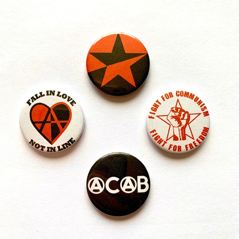 4 Anarchist Badges Anarcho-communist Pins Protest Buttons - Etsy