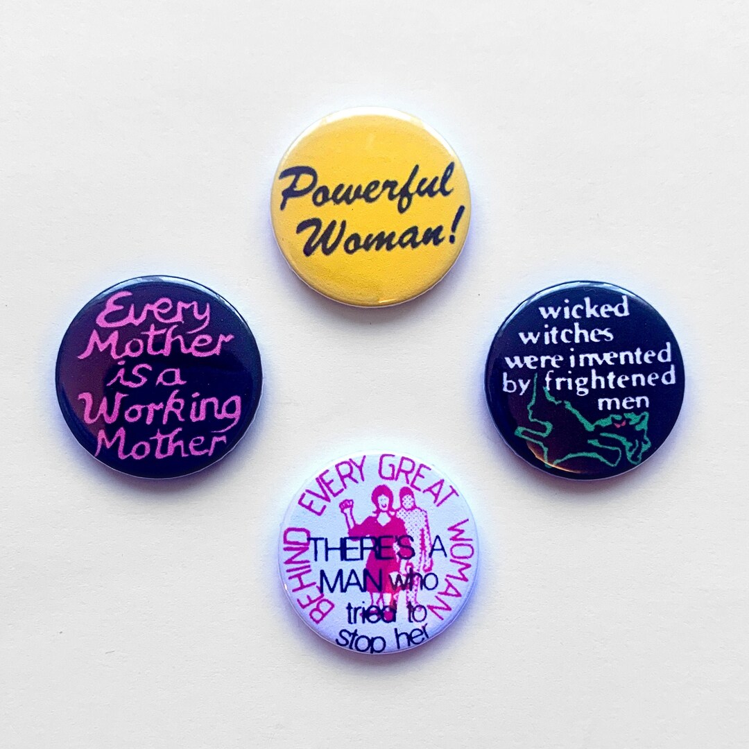 4 Feminist Pins Vintage Remake Button Badge Set Retro Woman Power - Etsy