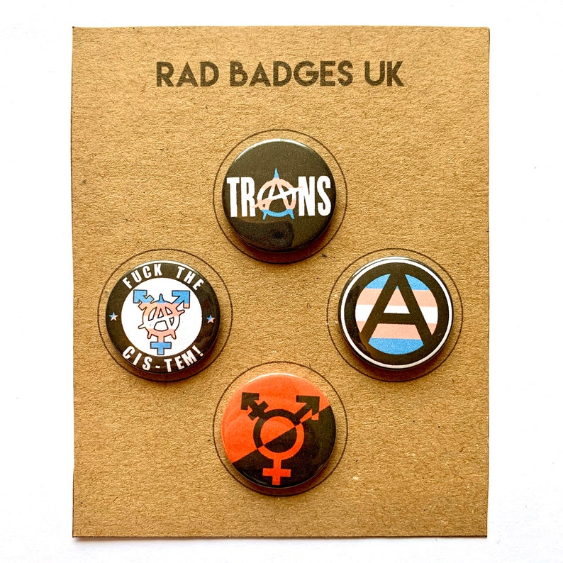 Transgender Anarchist 4 Badge Set Trans Anarchy Pinback Buttons Pride ...
