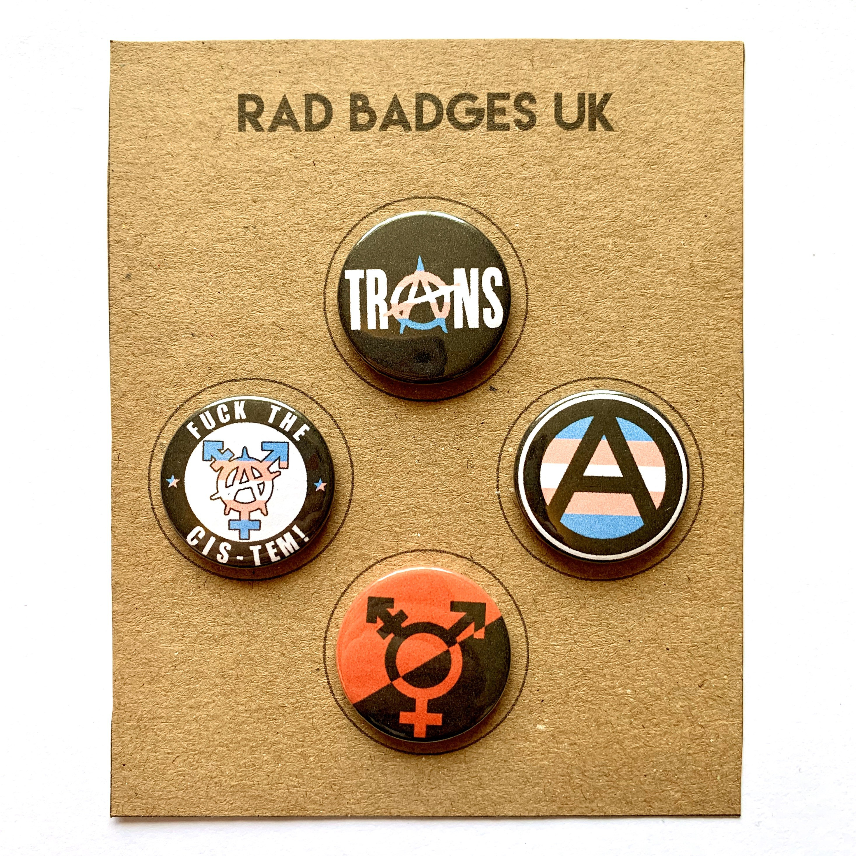 Transgender Anarchist 4 Badge Set Trans Anarchie Pinback Buttons Pride ...